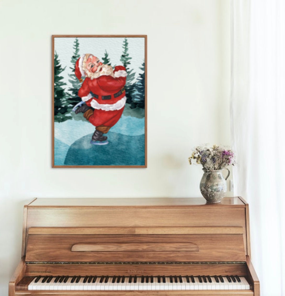 Santa Ice Skating - Etsy