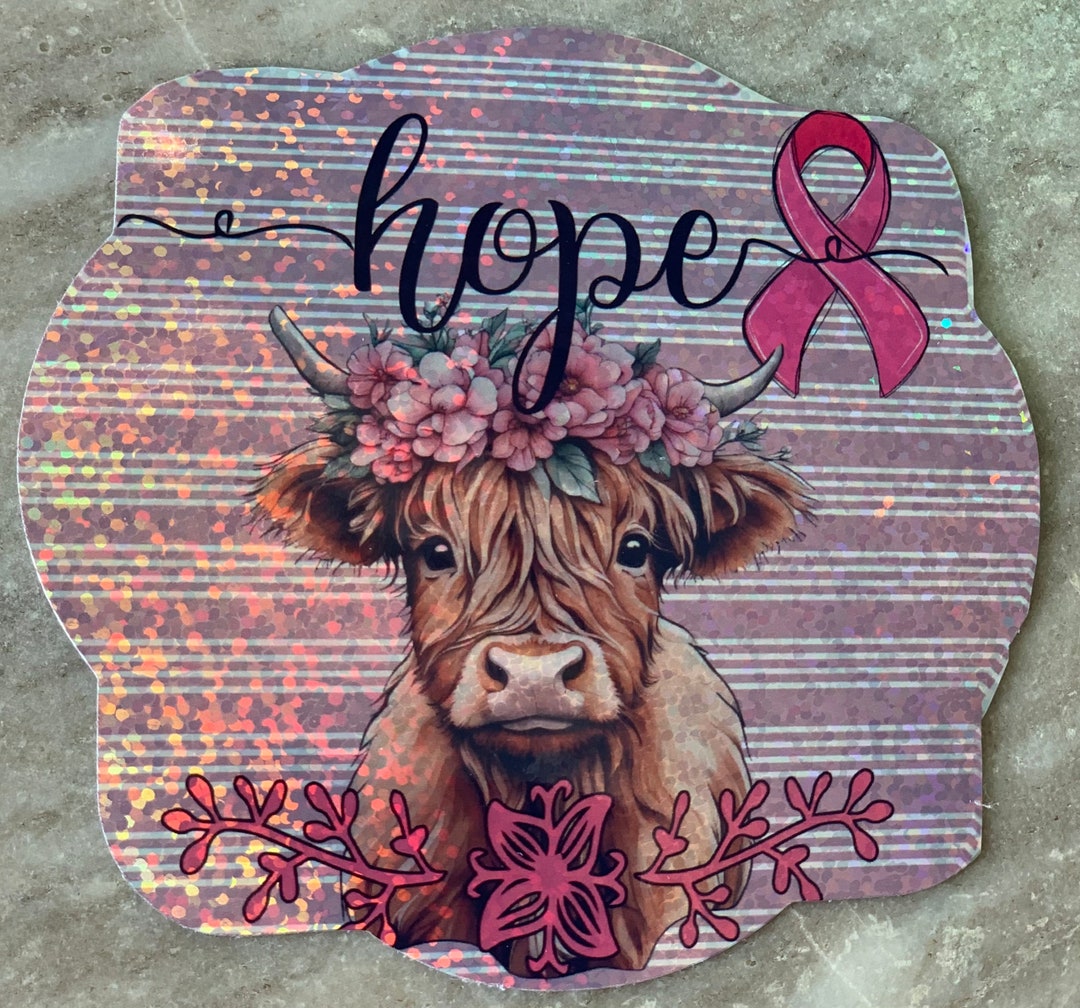 Highland Cow Holograph Breast Cancer Waterproof Sticker Breast - Etsy