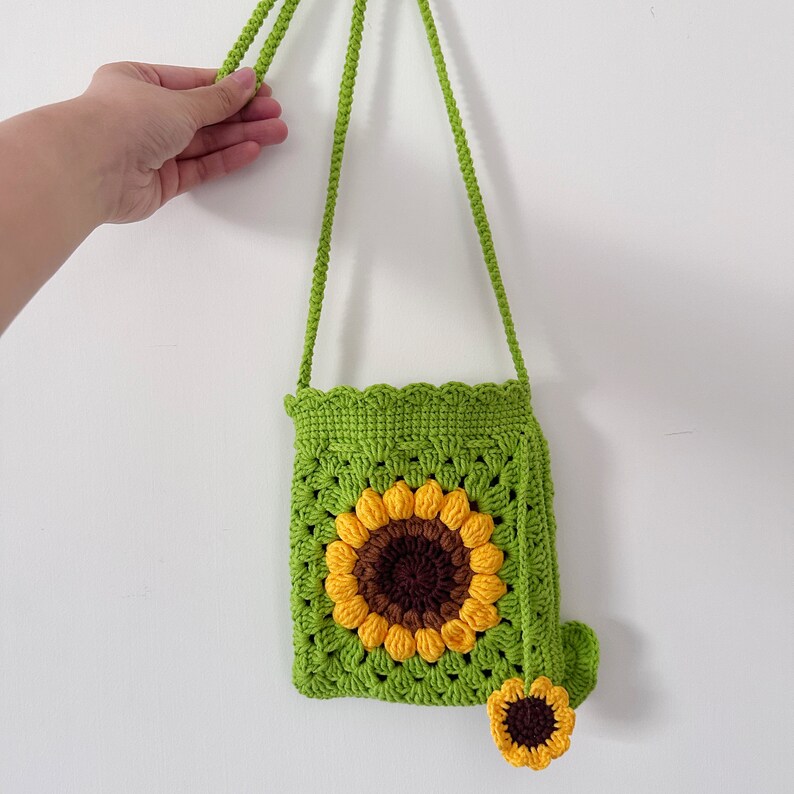 Sunflower Crochet Diagonal Bag/handmade Crochet Diagonal - Etsy