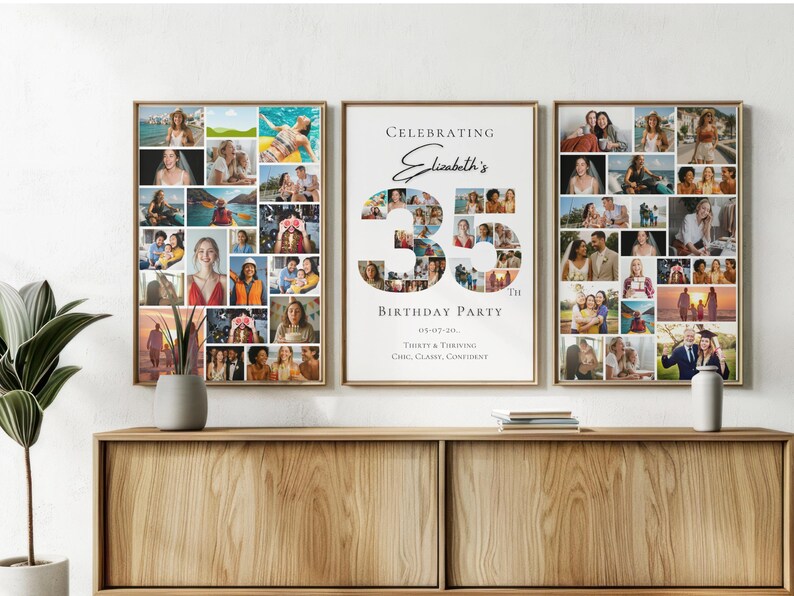 35th Birthday Welcome Sign Photo Collage: Editable Canva Template ...