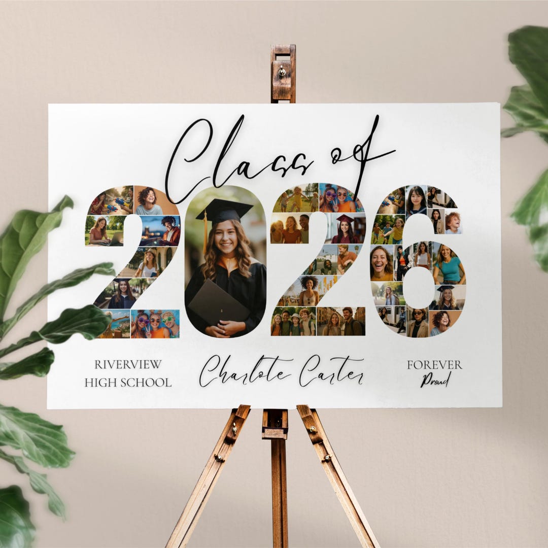 Class of 2026 Graduation Photo Collage Poster: Wall Art Editable Canva ...