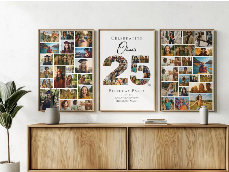 25th Birthday Welcome Sign Photo Collage: Editable Canva Template ...