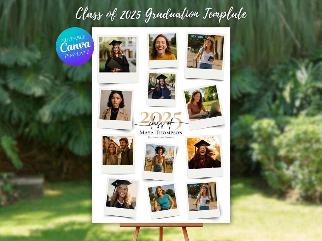 Graduation Photo Collage Poster Sign Template, High School University ...