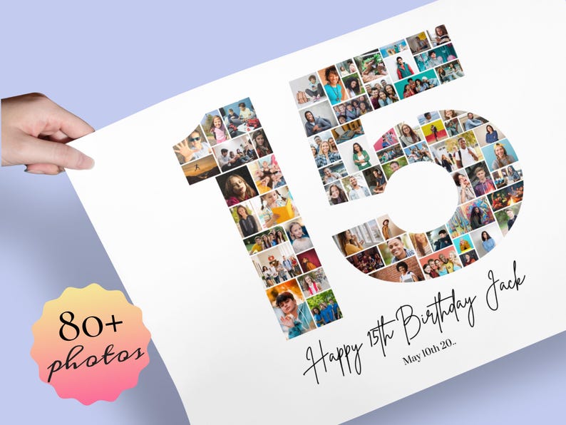 15th Birthday Photo Collage Gift: DIY Canva Template (digital Download ...
