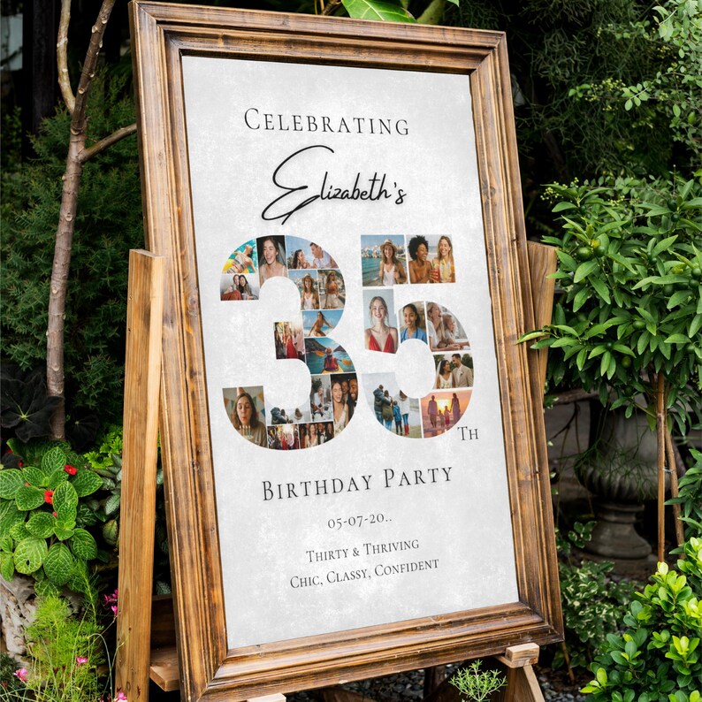 35th Birthday Welcome Sign Photo Collage: Editable Canva Template ...