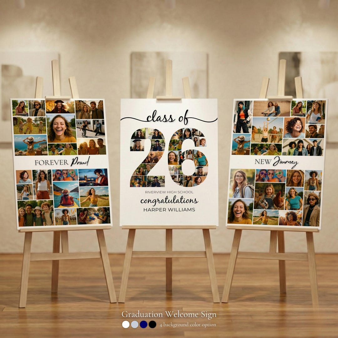 Class of 2026 Graduation Photo Collage Welcome Sign: Editable Canva ...