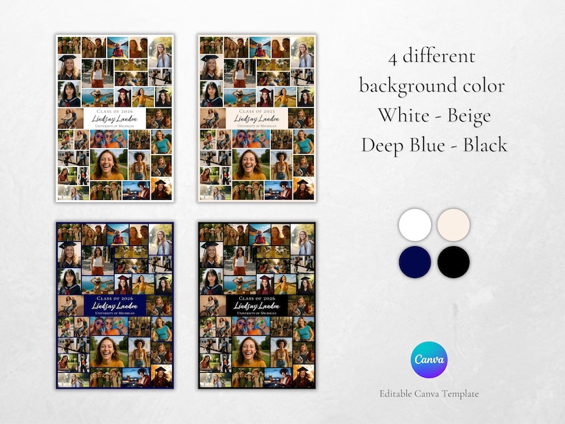 Class of 2026 Graduation Photo Collage Board Template: Editable Canva ...