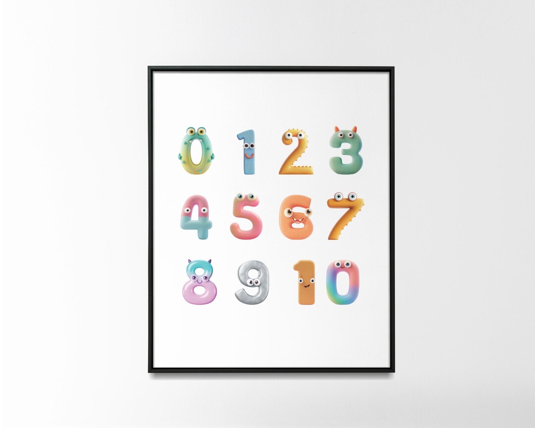 Numbers Monsters Posters 123 Printable Digital Print for Kids Nursery ...