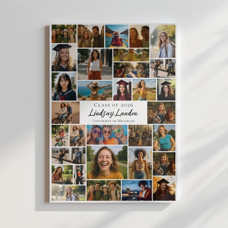 Class of 2026 Graduation Photo Collage Board Template: Editable Canva ...
