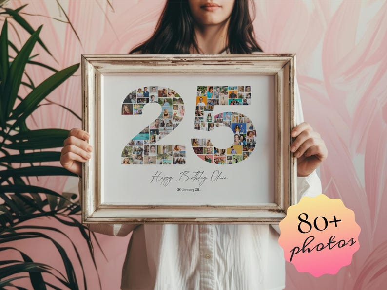 25th Birthday Photo Collage Canva Template, Birthday Number 25 ...