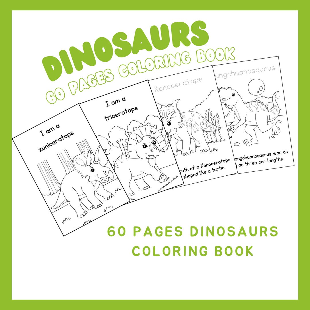Toddler Busy Book for Coloring 60 Pages Dinosaurs, Homeschool Activity ...