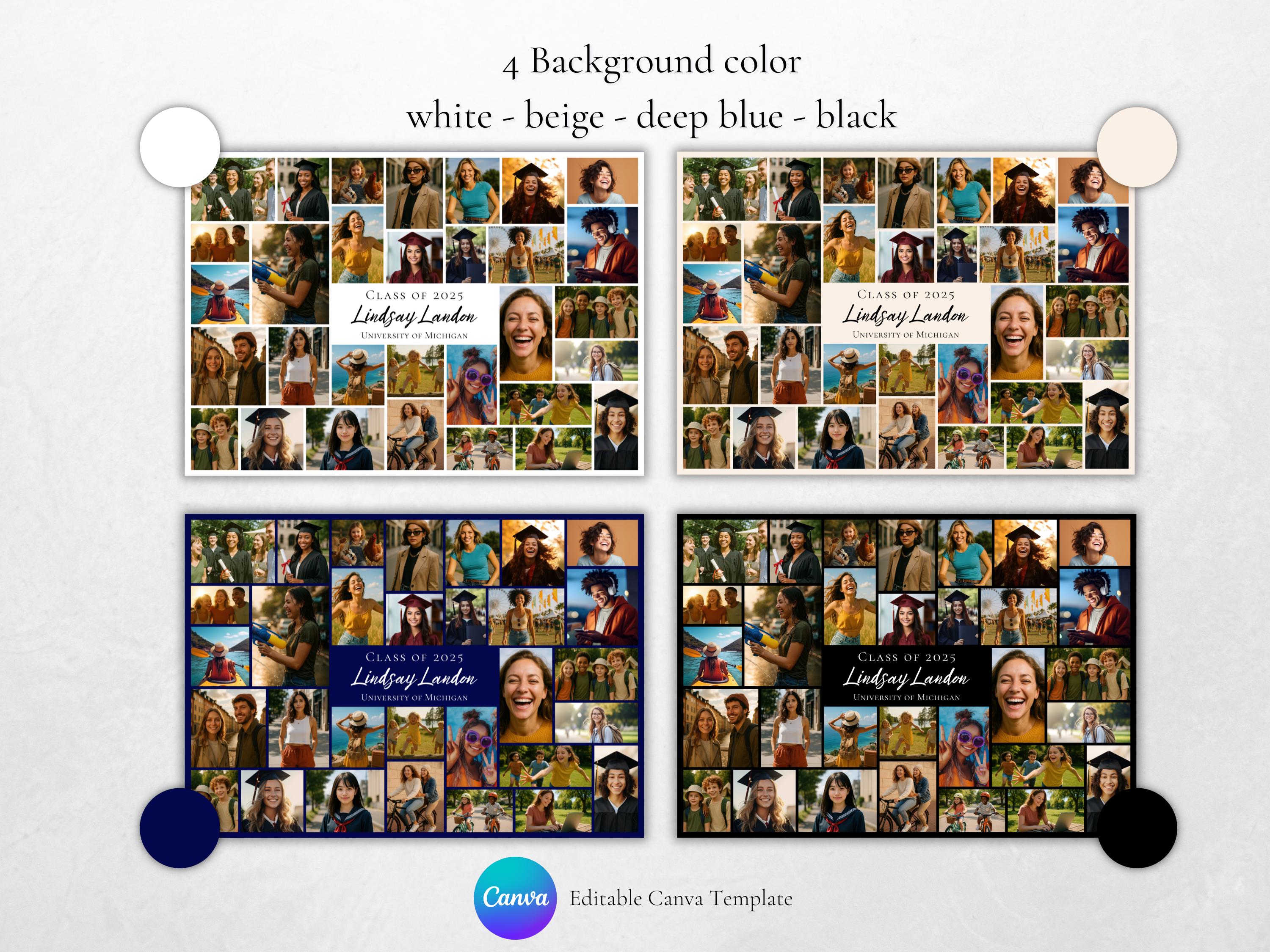 Graduation Photo Collage Poster Sign Template, High School University ...