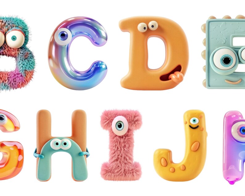 Monsters Alphabet Posters ABC Printable Digital Print for Kids Room ...
