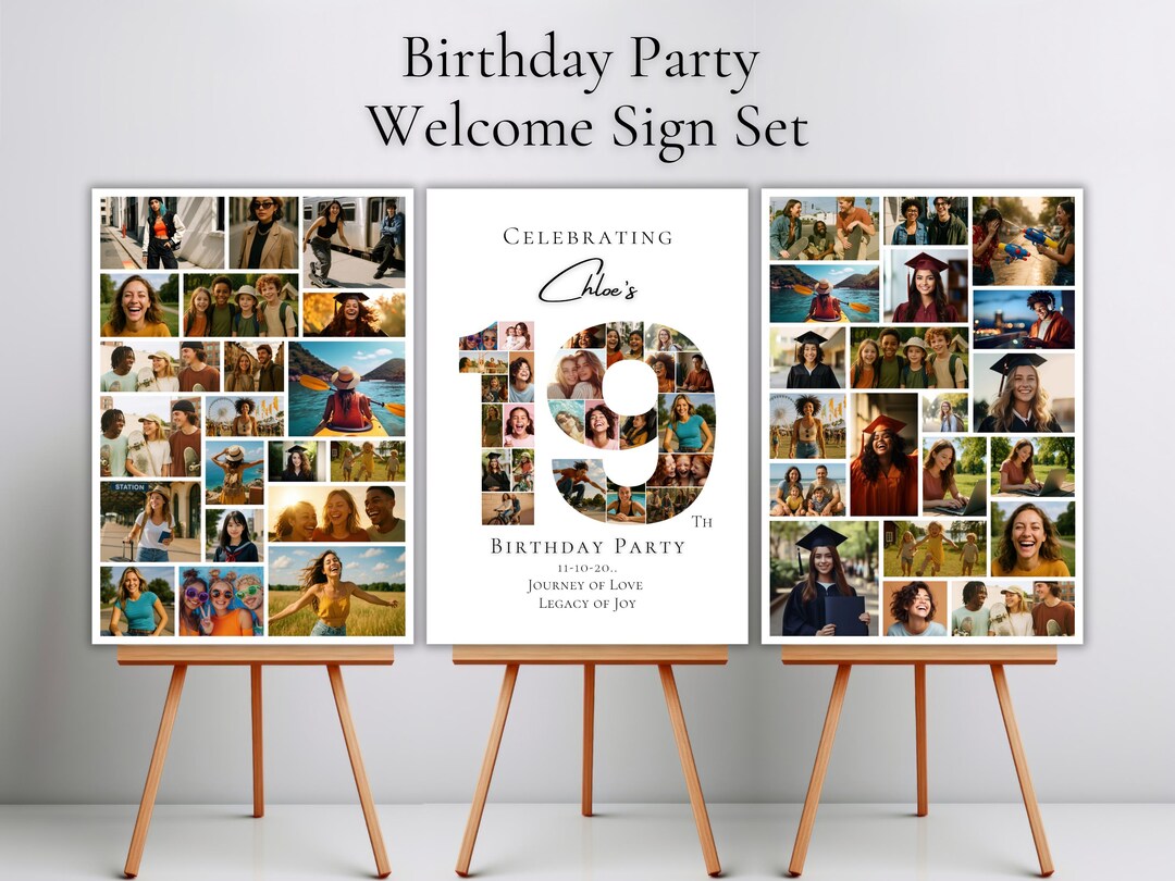 19th Birthday Photo Collage Poster Bundle Template, Look Who's 19 ...