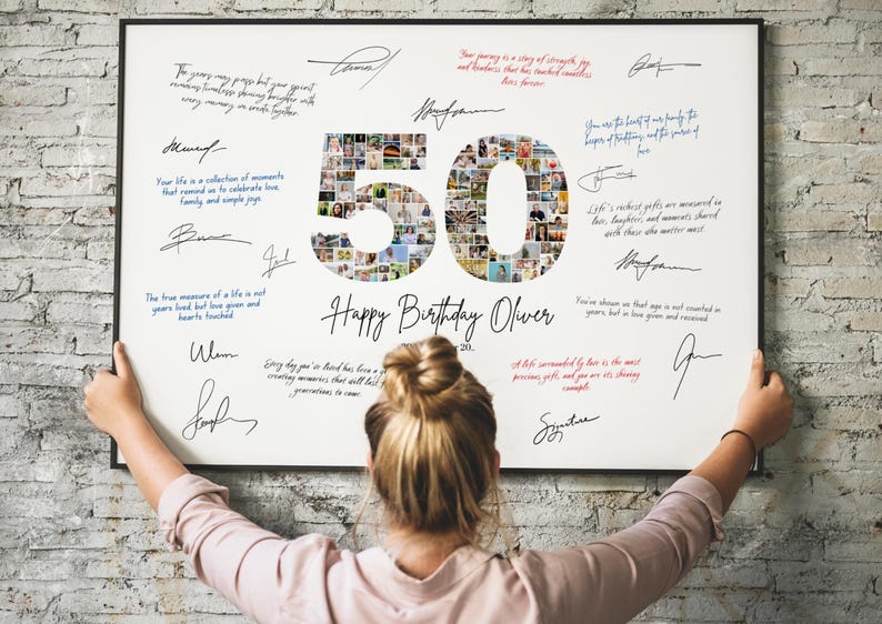 50th Birthday Photo Collage Template: Customizable Canva Keepsake ...