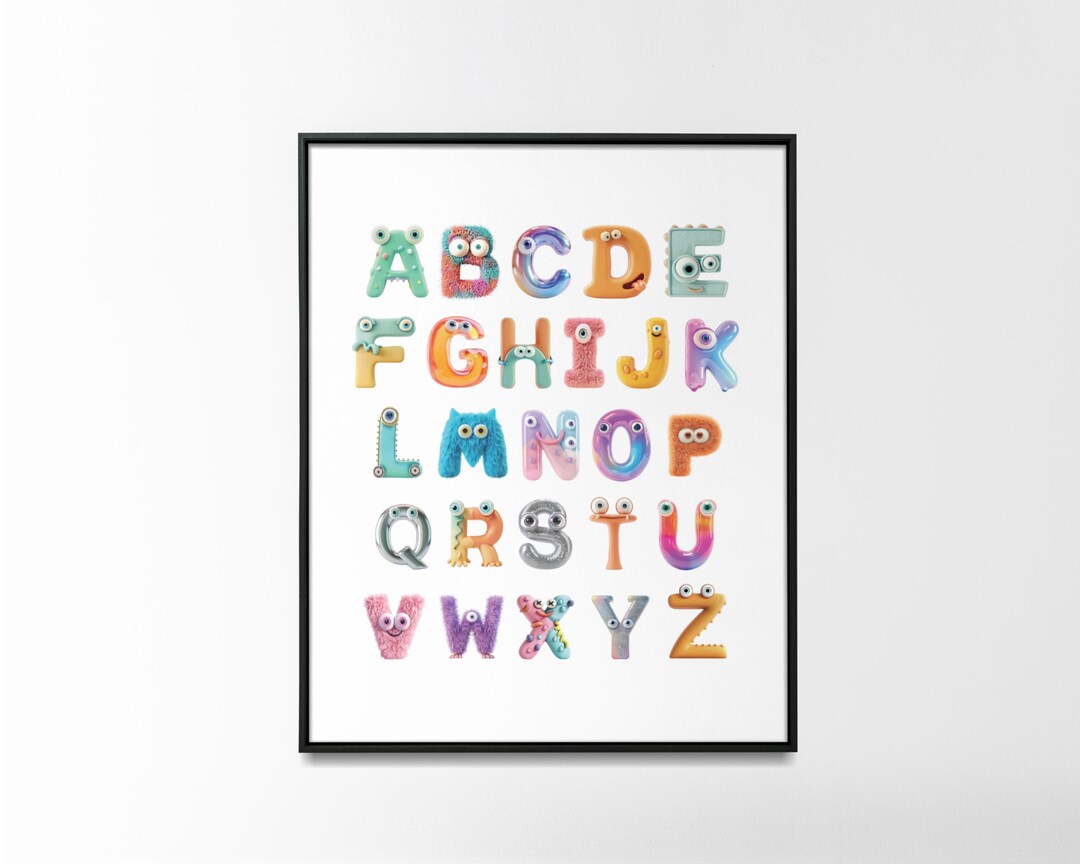 Monsters Alphabet ABC Printable Digital Print for Kids, Room Decor ...