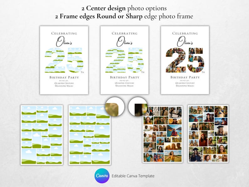 25th Birthday Welcome Sign Photo Collage: Editable Canva Template ...