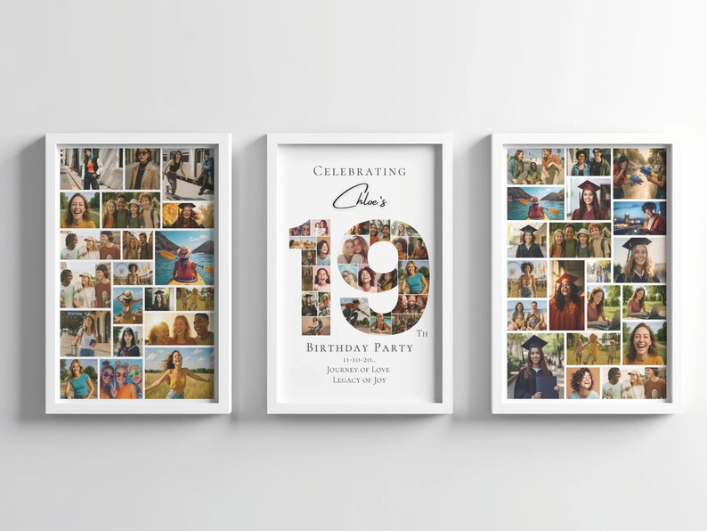19th Birthday Photo Collage Welcome Sign: Editable Canva Template ...