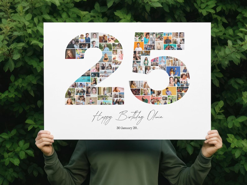 25th Birthday Photo Collage Canva Template, Birthday Number 25 ...