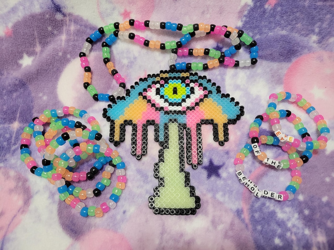 Rave Ready Kandi Necklace Trippy Psychedelic Eyeball Mushroom ORIGINAL ...