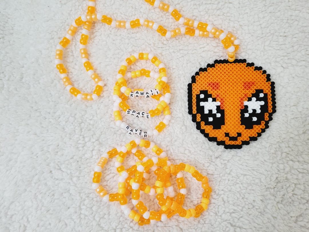 Rave Ready Kandi Necklace Orange Kawaii Raver Space Alien - Etsy