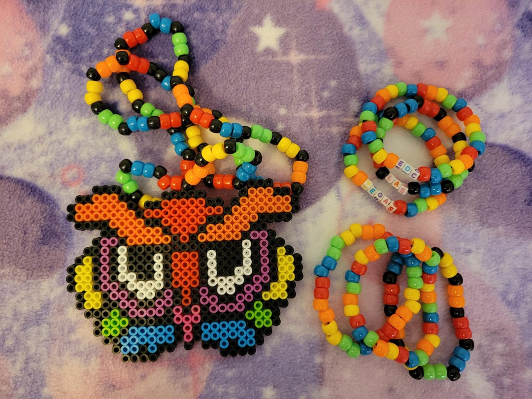 Rave Ready Kandi Rainbow EDC Owl Head Kandi Necklace And/or Bracelet ...