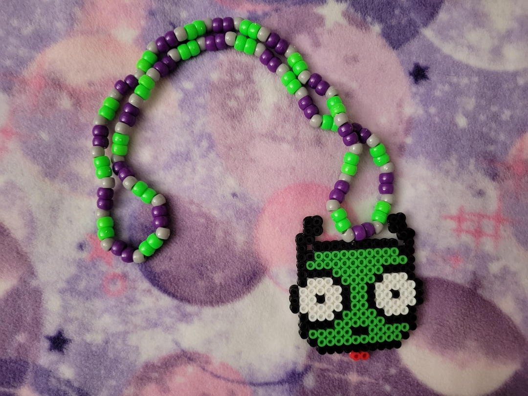 Rave Ready Kandi Necklace Epic Invader Zim Inspired Alien Gir Face - Etsy