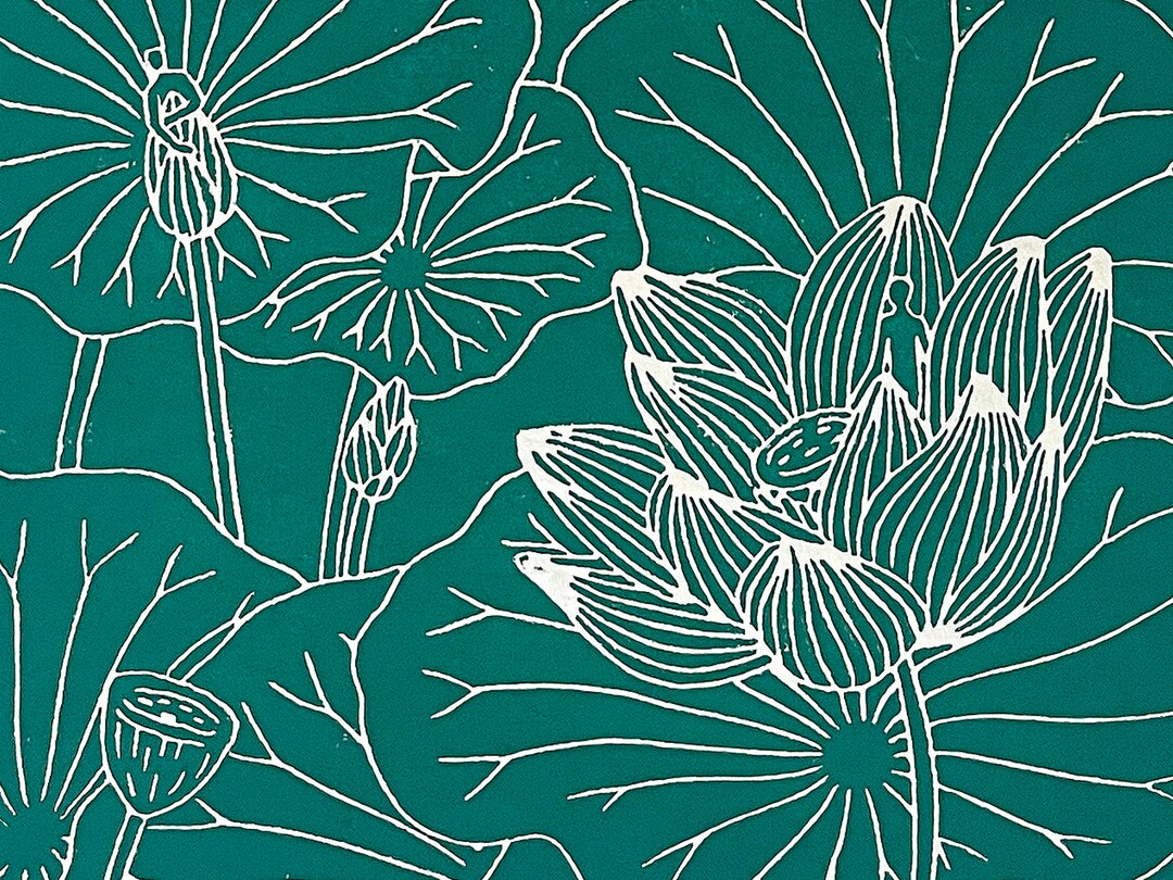 Lotus Lino Print, Art Print, Linocut - Etsy