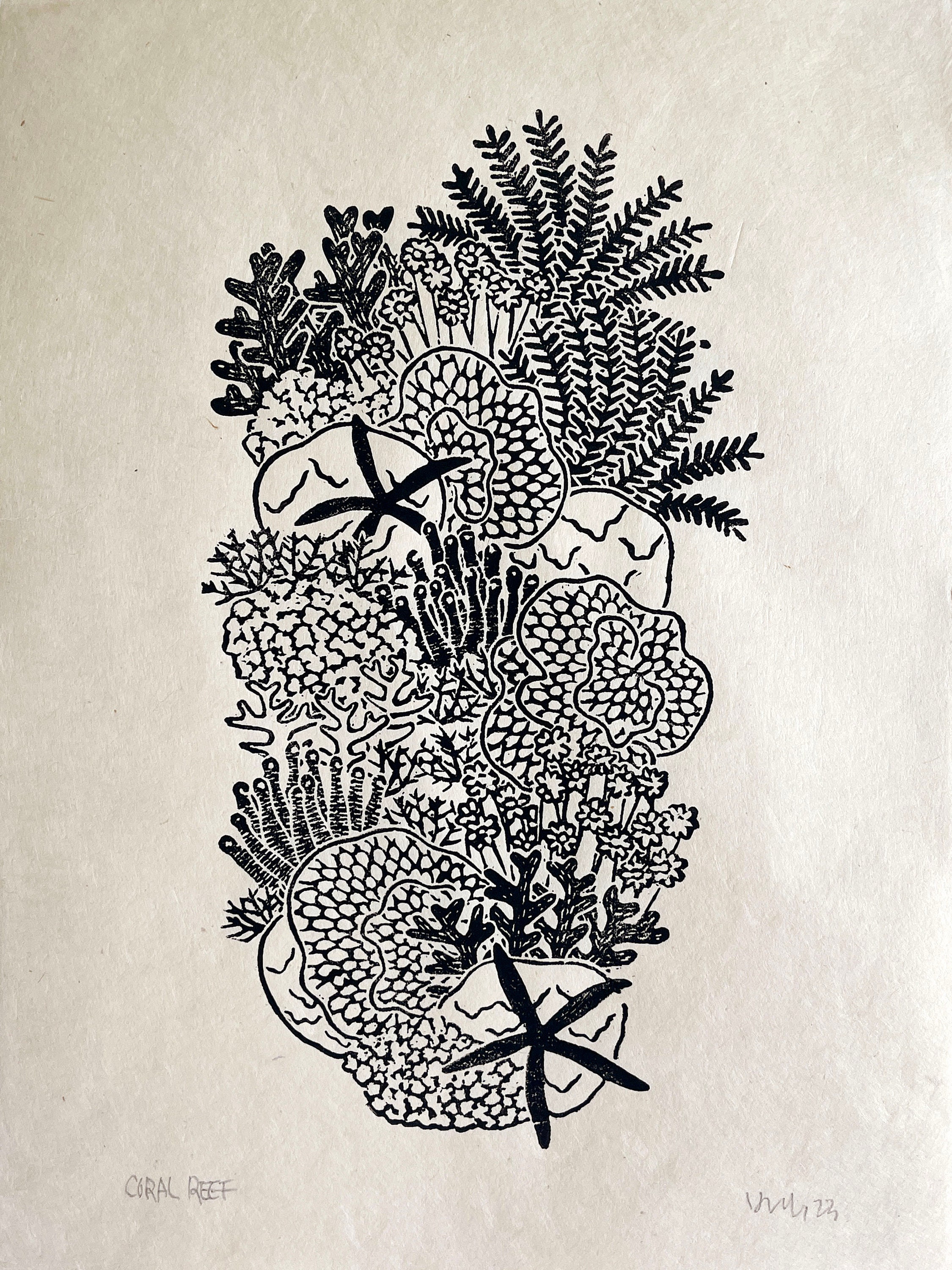 Coral Reef Linoprint, Art Print, Linocut - Etsy