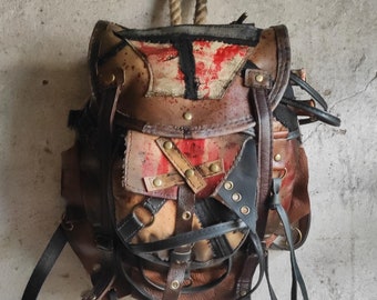 Postapocalyptic Dirty Leather Backpack With Fake Blood Stains and ...