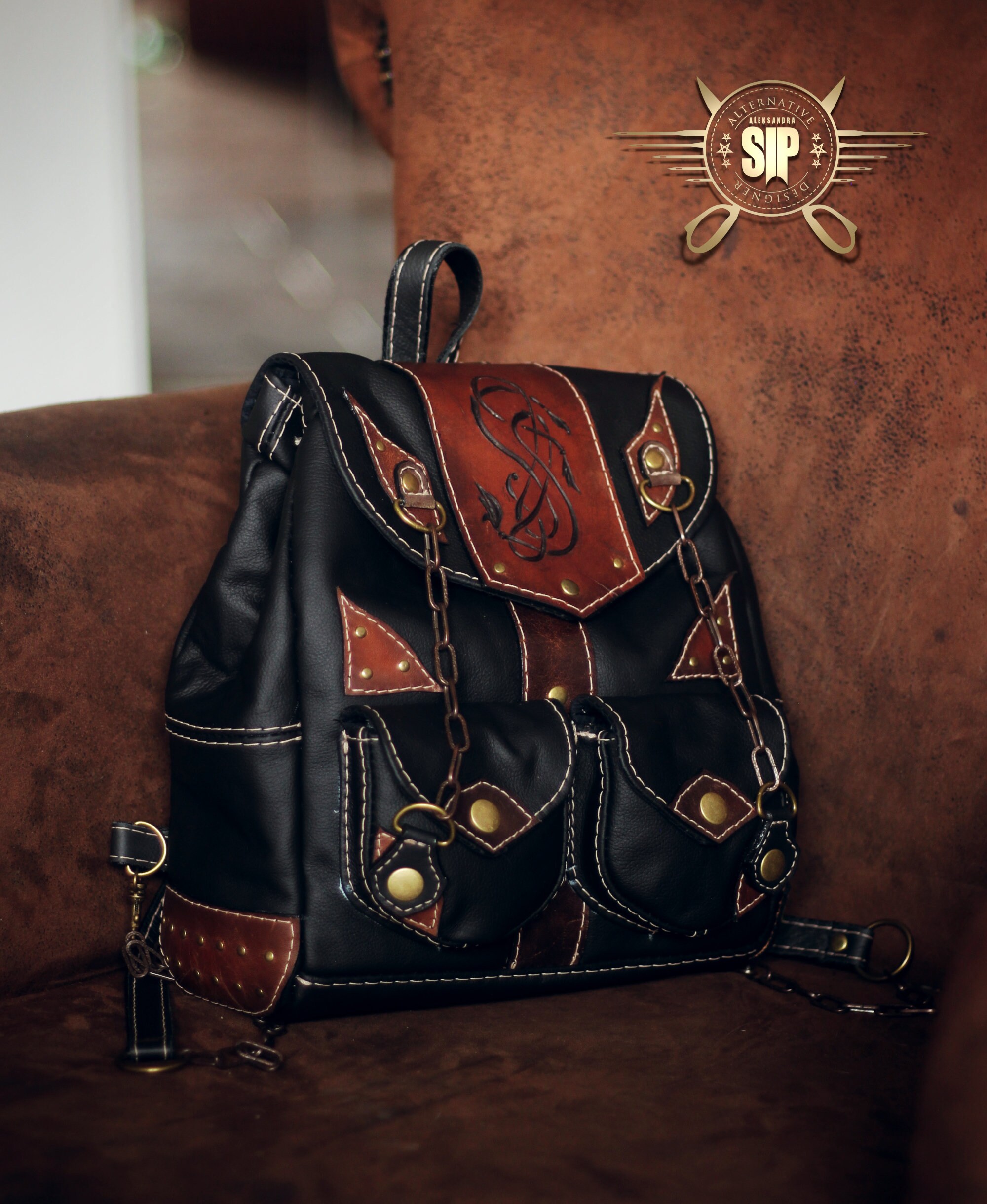 Hadmade Embossing, Hand-embossed Pattern, Leather Backpack, Medieval ...