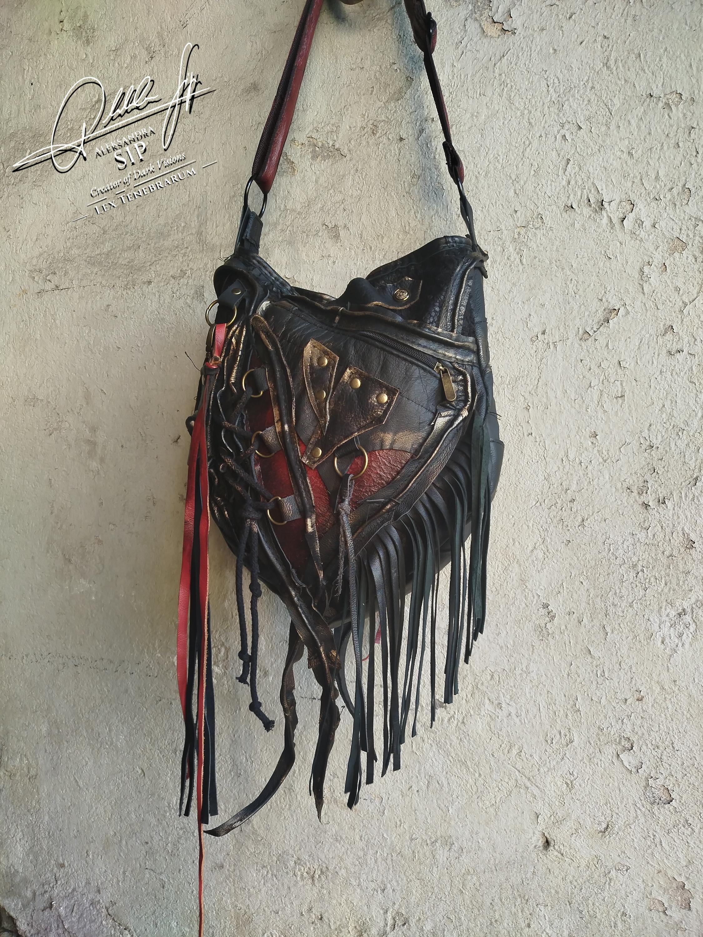 Handmade Leather Gothic Hobo Crossbody Bag: Fringe, Tassel, Semi ...