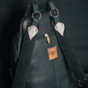 Long Triangular, Original Backpack Made of Black Natural Leather, With ...