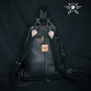Long Triangular, Original Backpack Made of Black Natural Leather, With ...