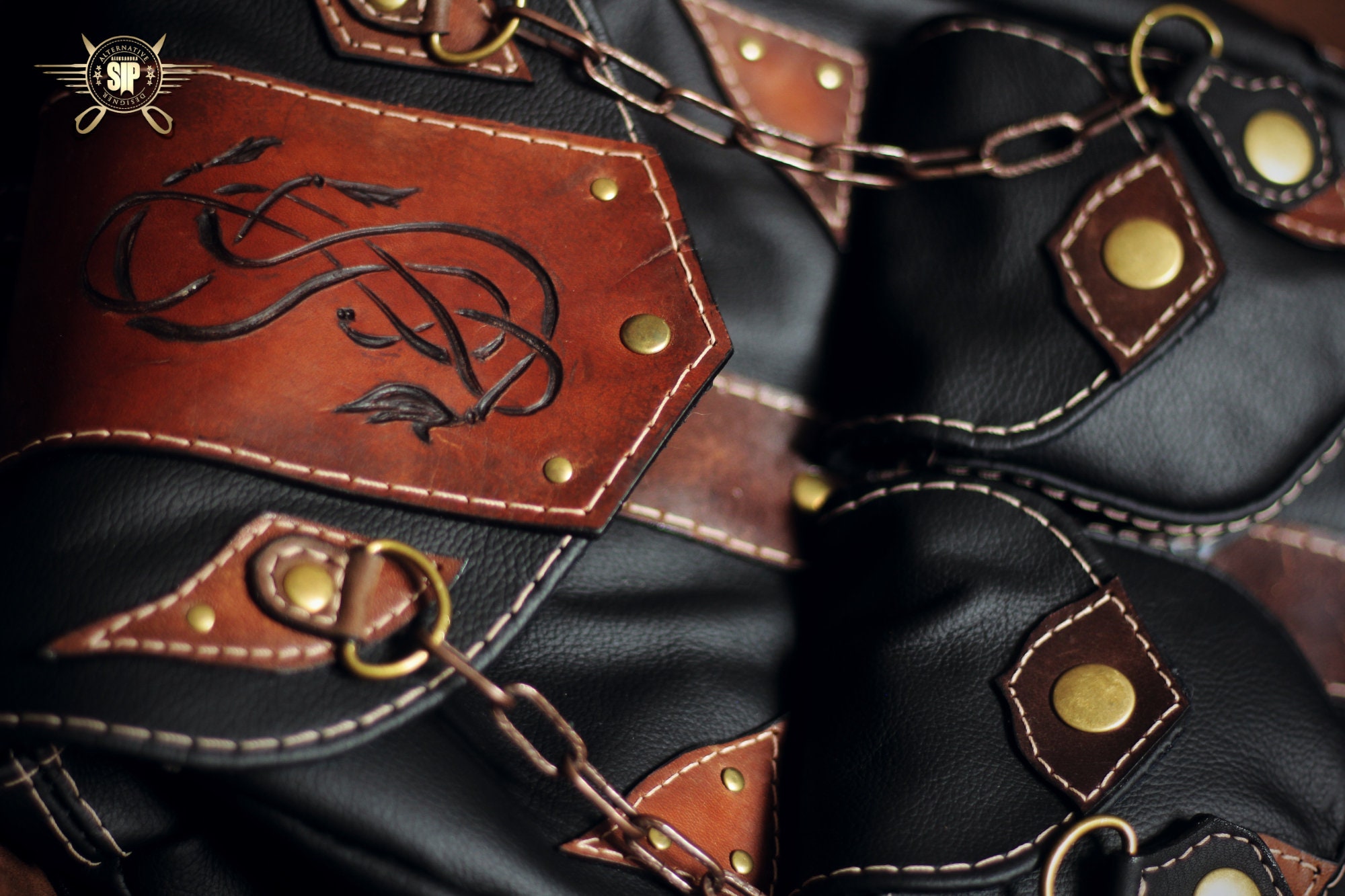 Hadmade Embossing, Hand-embossed Pattern, Leather Backpack, Medieval ...