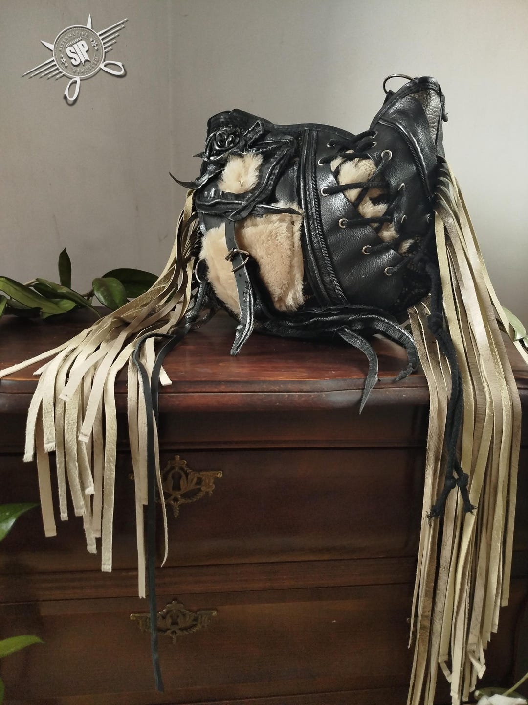 Hobo/crossbody Fringed Bag in a Grunge, Boho, Raw, Distressed, Gothic ...