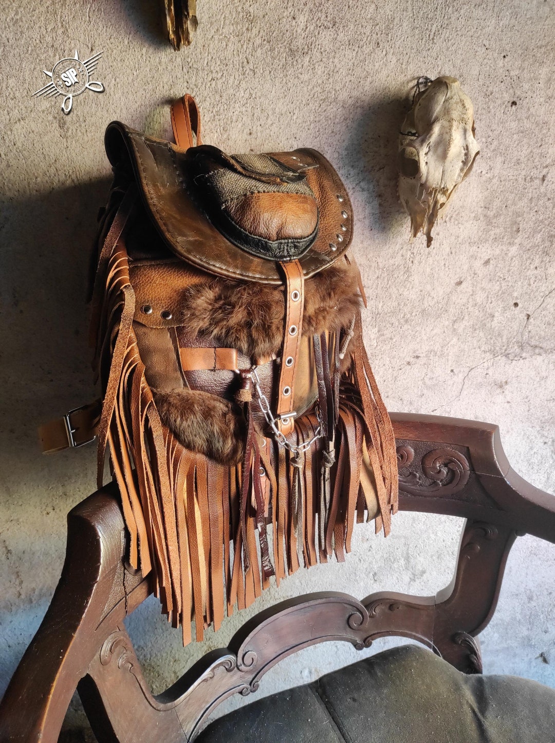 Distressed, Shaded Backpack Inspired by Medieval and Rustic Style Made ...