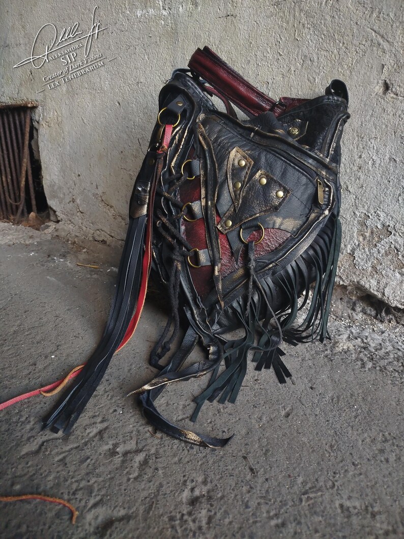 Handmade Leather Gothic Hobo Crossbody Bag: Fringe, Tassel, Semi ...