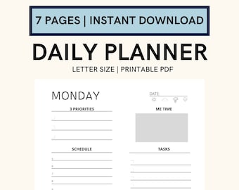 7 Day Planner Printable, Weekly Planner, Daily to Do, Daily Schedule ...