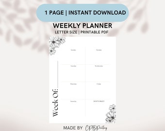 Weekly Planner Printable, Minimalist Schedule, Weekly Organizer, Office ...