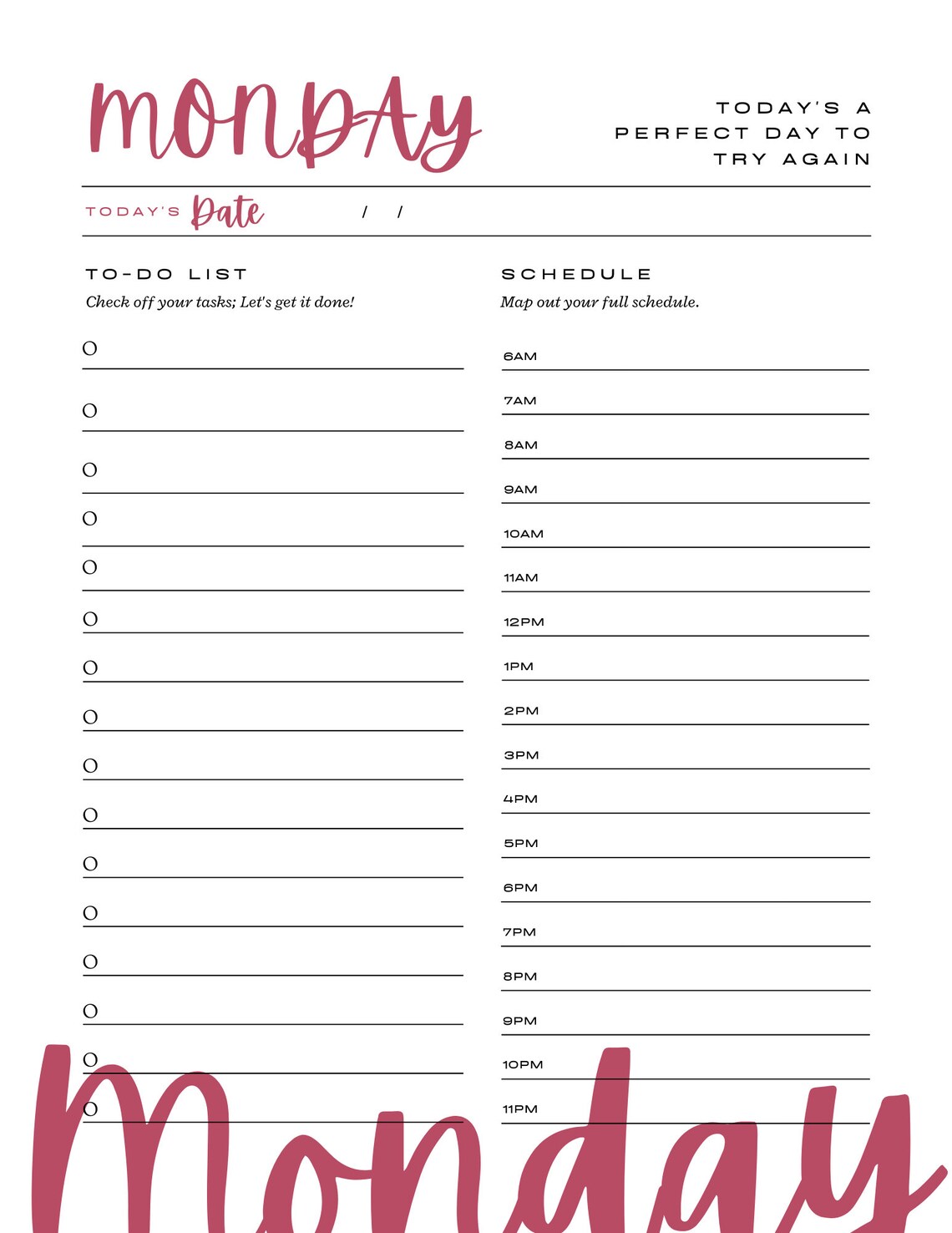 7 Day Planner Printable, Weekly Planner, Daily to Do, Daily Schedule ...