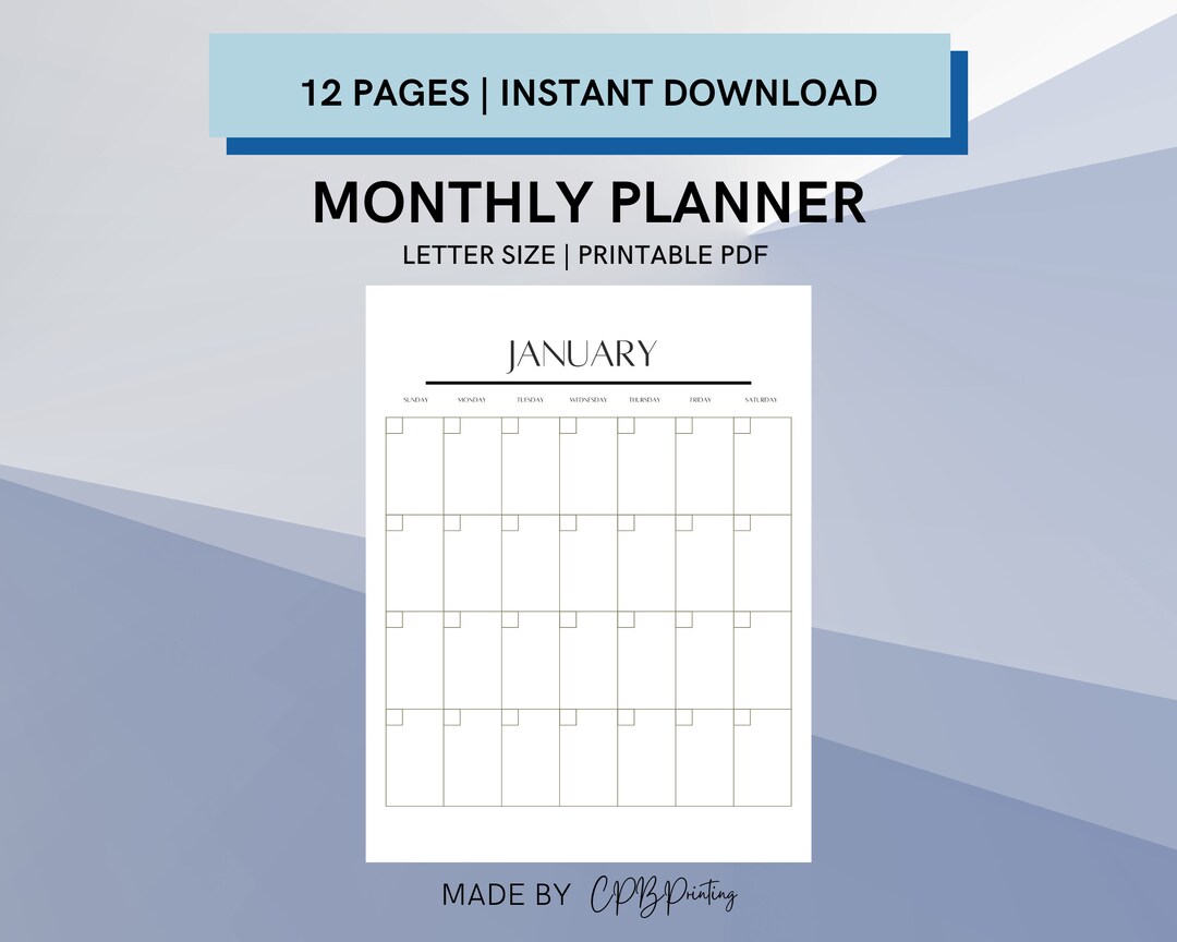 Monthly Planner Printable, Minimalist Monthly Schedule, Office Planner ...