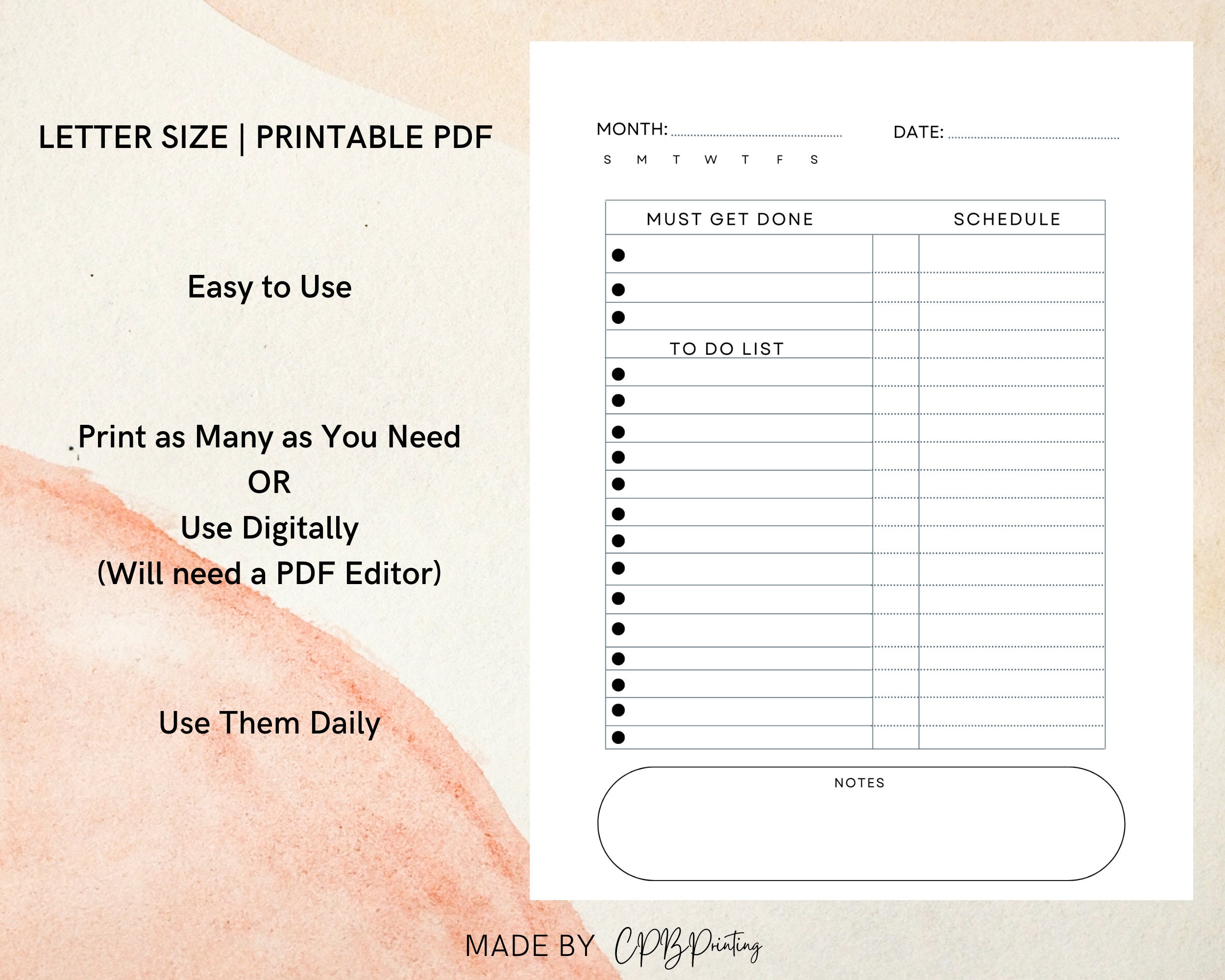 Daily Planner Printable, Minimalist Daily Schedule, Office Planner ...