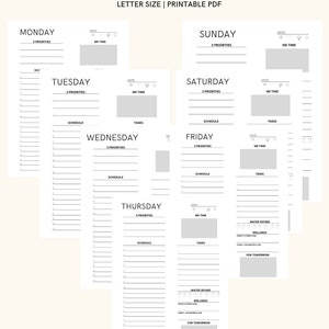 7 Day Planner Printable, Weekly Planner, Daily to Do, Daily Schedule ...