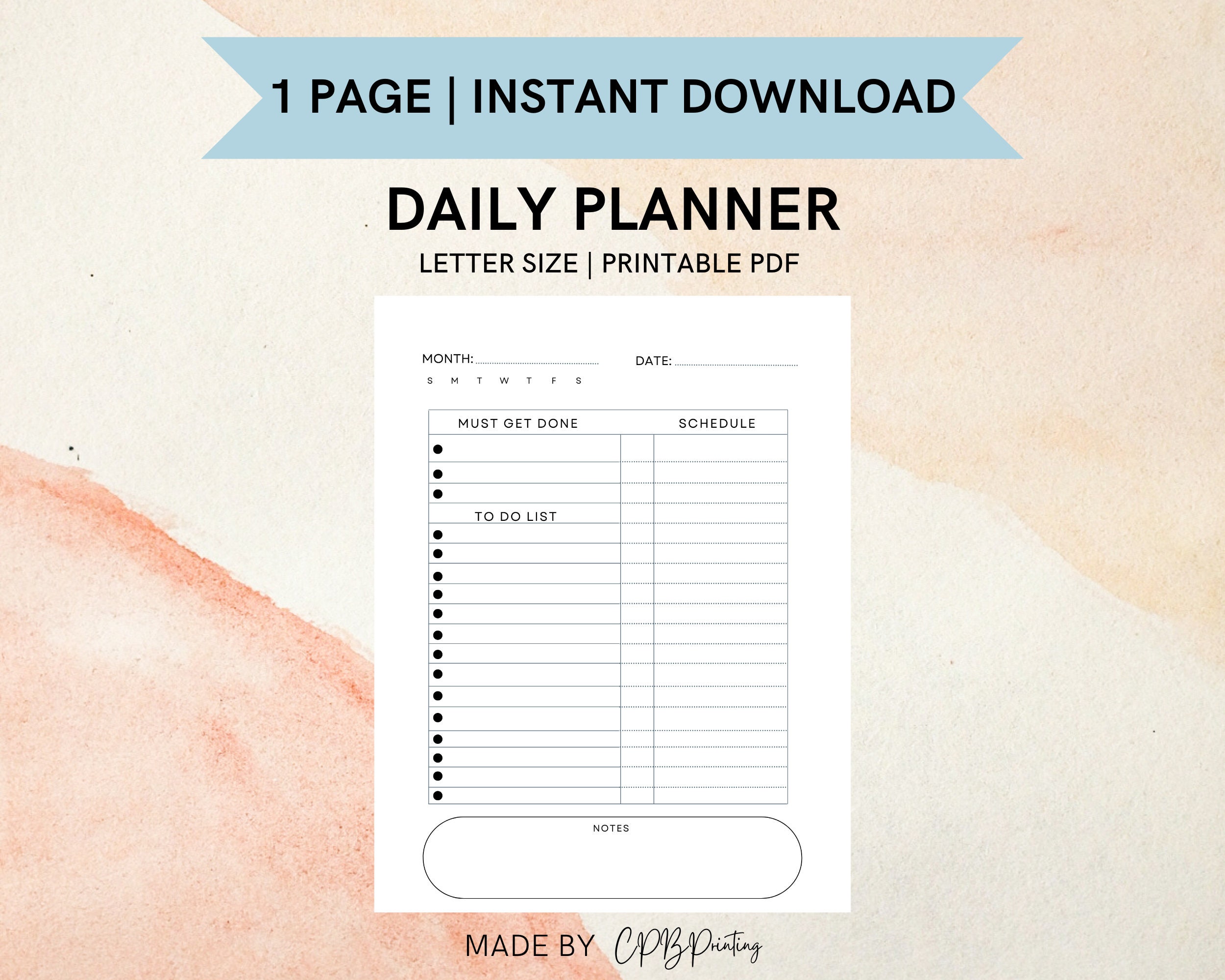Daily Planner Printable, Minimalist Daily Schedule, Office Planner ...