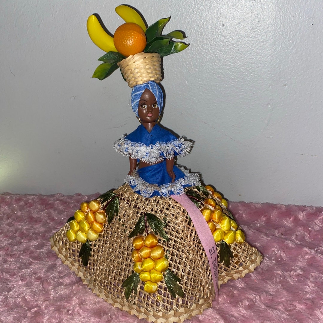Vintage St Thomas Souvenir Plastic Doll Straw Skirt 13” Inch Etsy