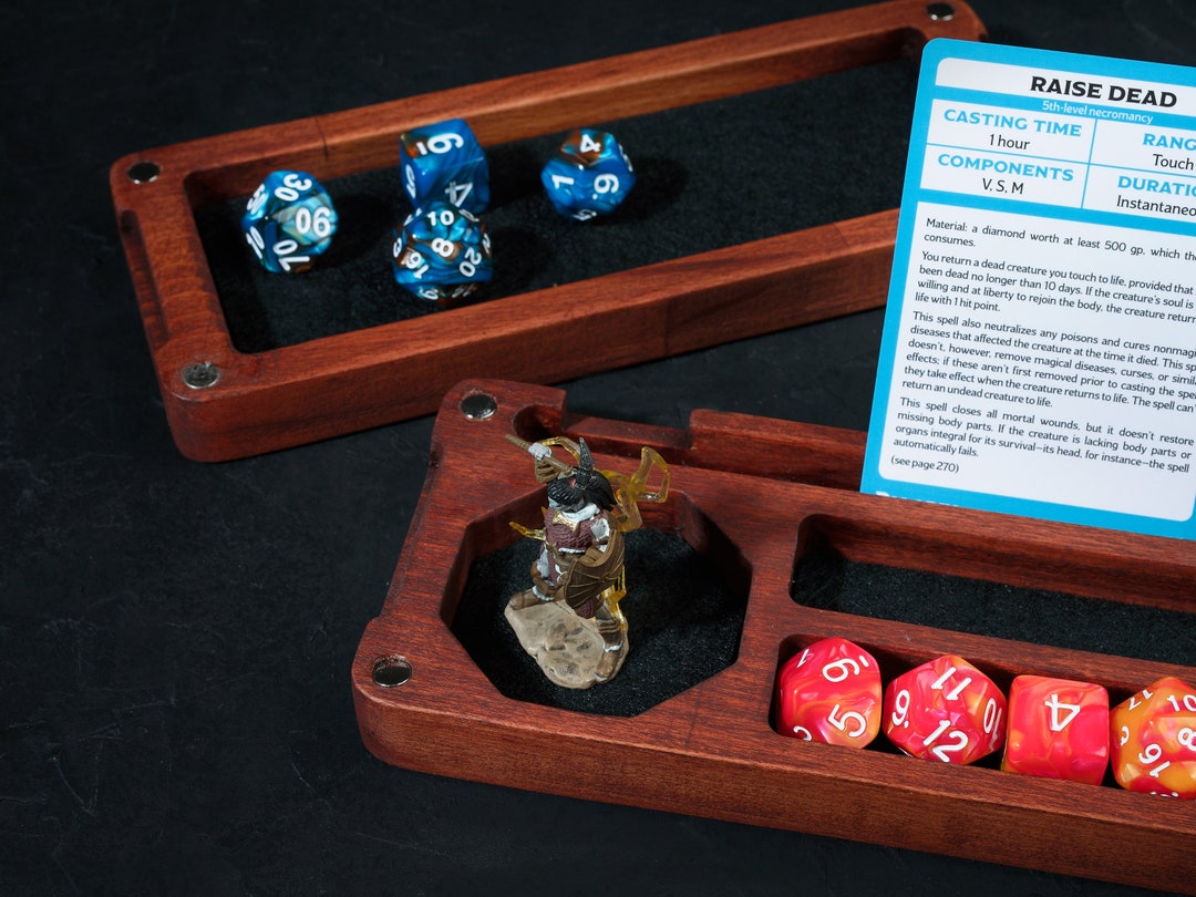 Personalized Wooden Dnd Dice Box With Tray, Role Play Game Dice Box ...