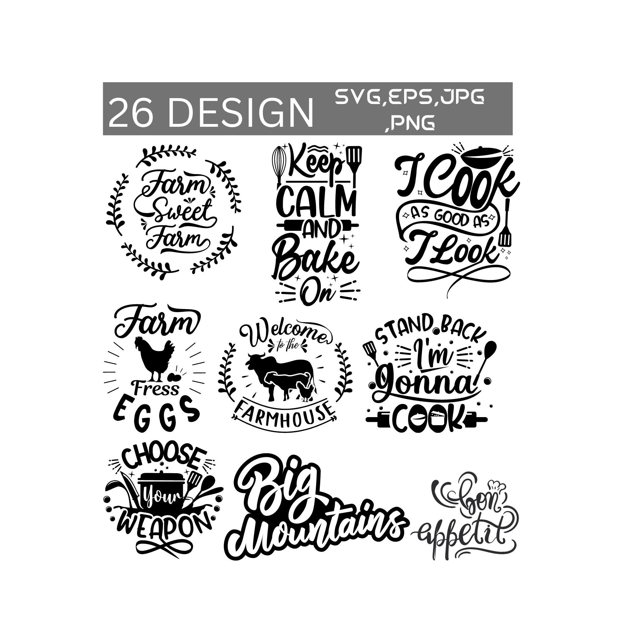 Farmhouse Kitchen Svg Bundle / Kitchen Quotes / Kitchen Svg - Etsy