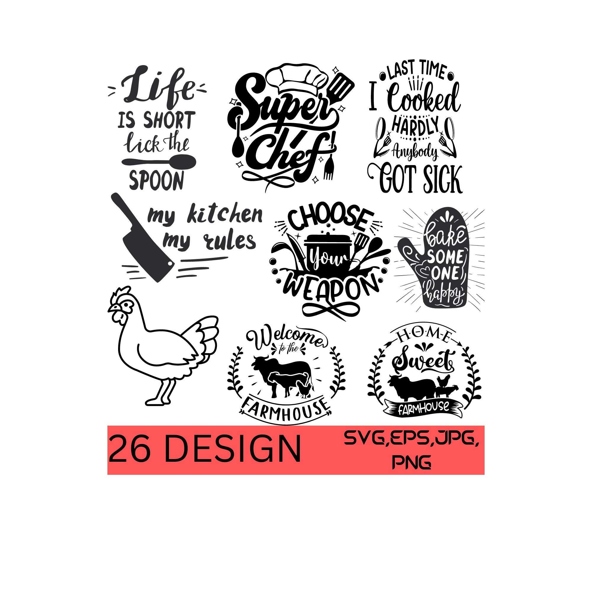 Farmhouse Kitchen Svg Bundle / Kitchen Quotes / Kitchen Svg - Etsy