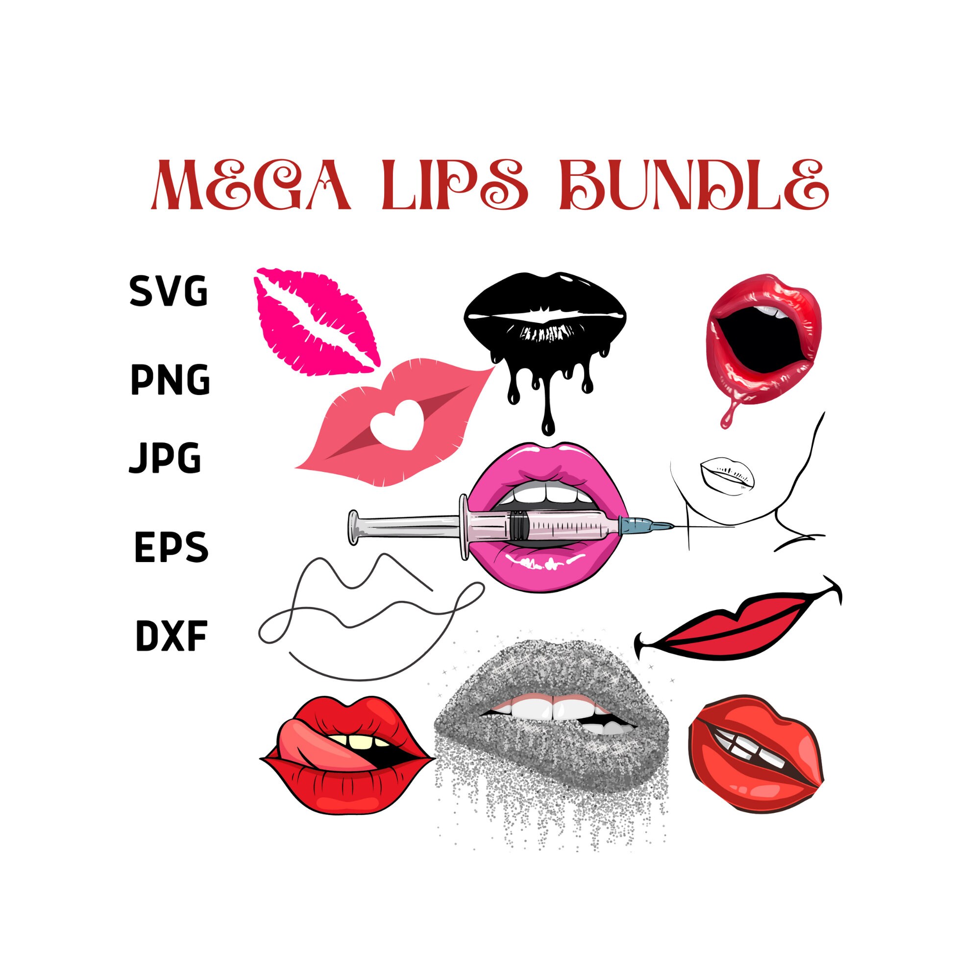 Lips Svg / Kiss SVG / Red Lips Svg / Mouth Svg - Etsy